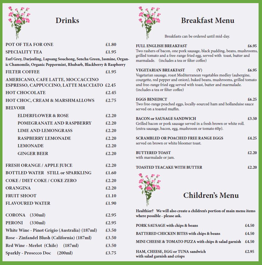 Our Menu - The Engine Shed - Steam & Moorland Garden Centre