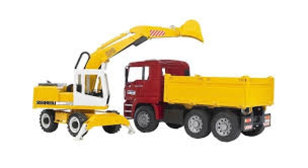 Bruder MAN 02751 Construction Truck and Ecavator Toy - Steam & Moorland ...