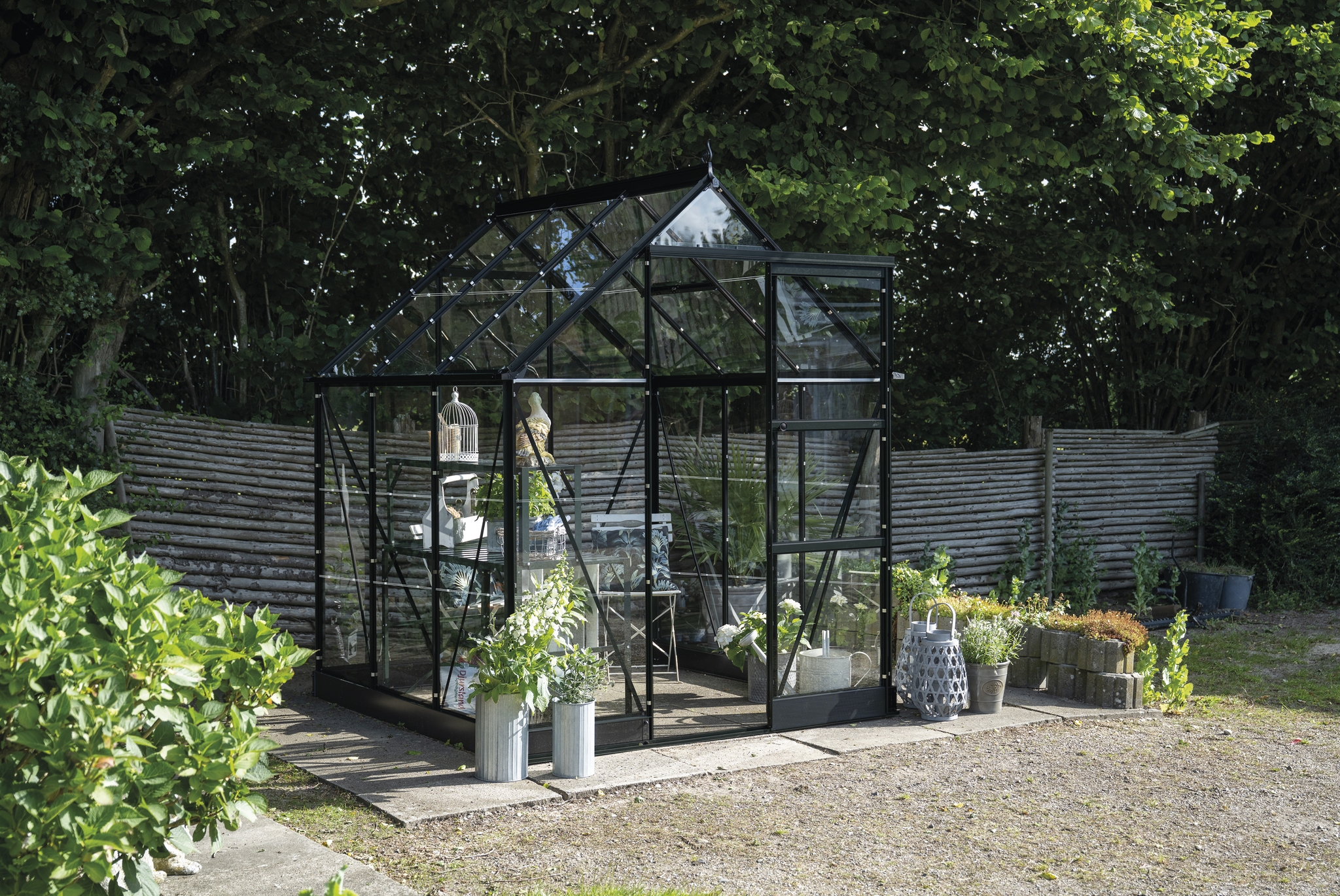Halls ICON 6 6x6 Greenhouse 3mm Horticultural Glass - Black HR01049 ...